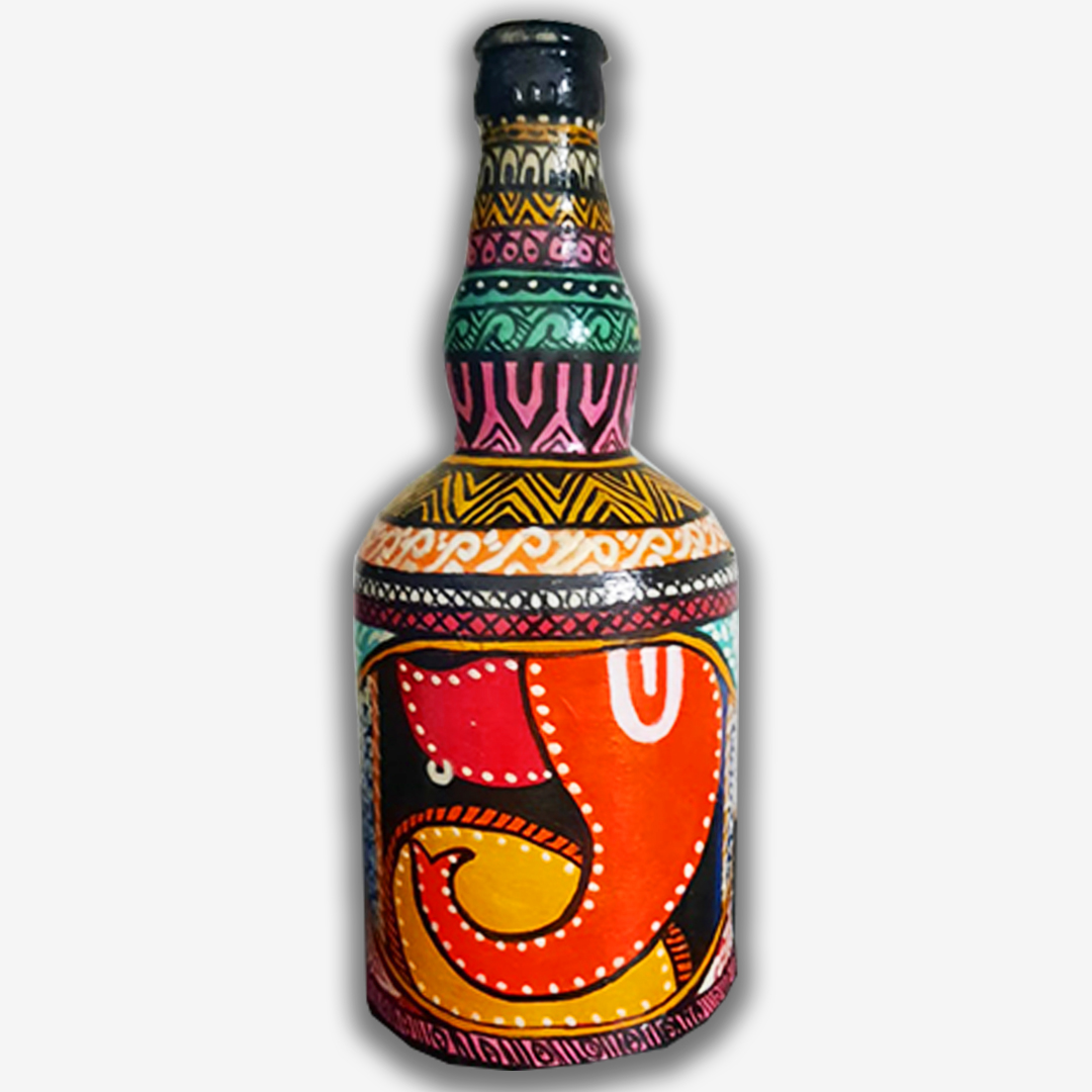 Buy Handpainted glass bottle with ganesha in madhubani style Online ...