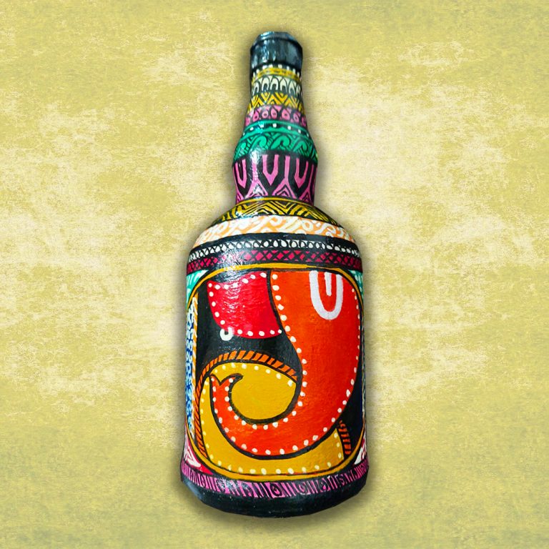 Buy Handpainted glass bottle with ganesha in madhubani style Online ...